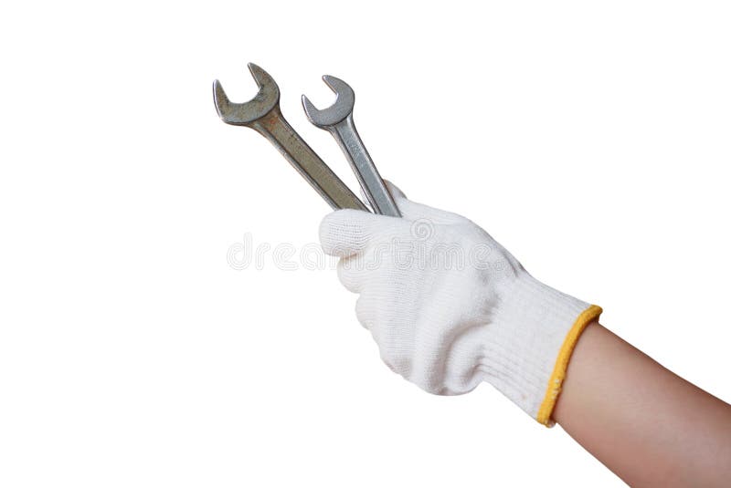 Mechanic Hand Hold Wrench Tool in Hand Isolated on White Stock Image ...