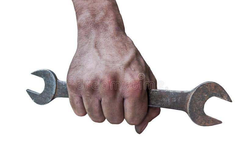 Mechanic Hand Hold Spanner Tool in Hand Stock Photo - Image of iron ...