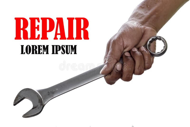 Mechanic Hand Hold Spanner Tool Stock Photo - Image of handyman ...