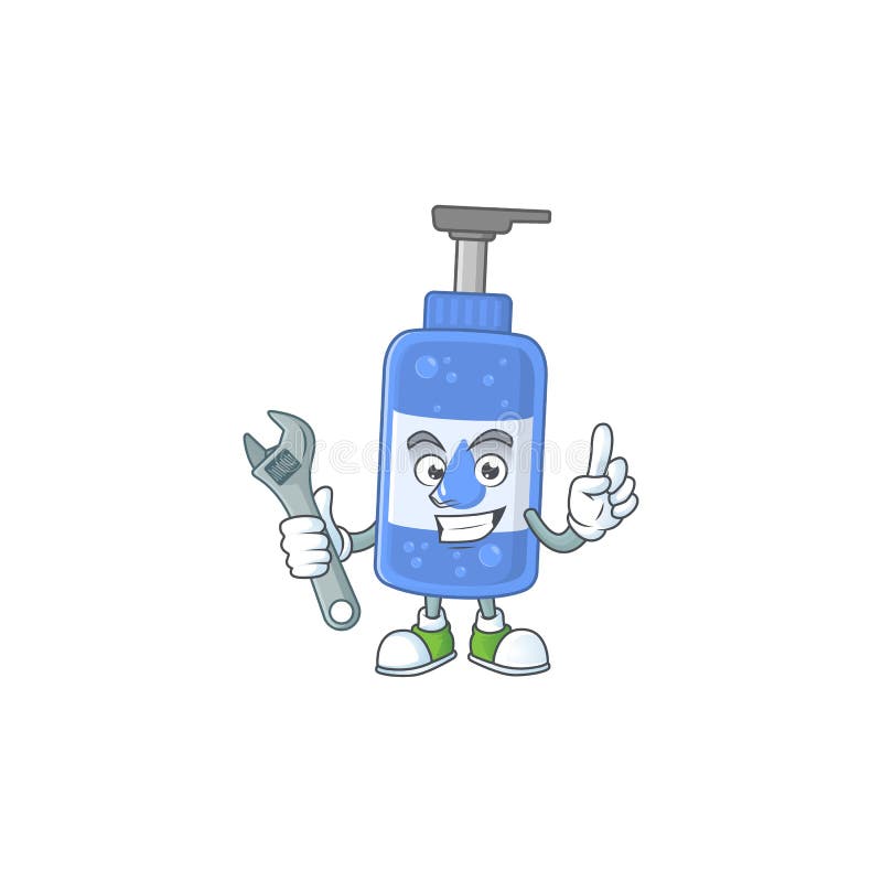 A Mechanic Handsanitizer Mascot Character Fix a Broken Machine Stock ...