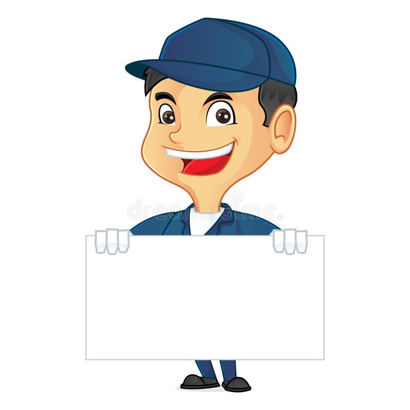 Mechanic with Blank Business Card Stock Illustration - Illustration of ...