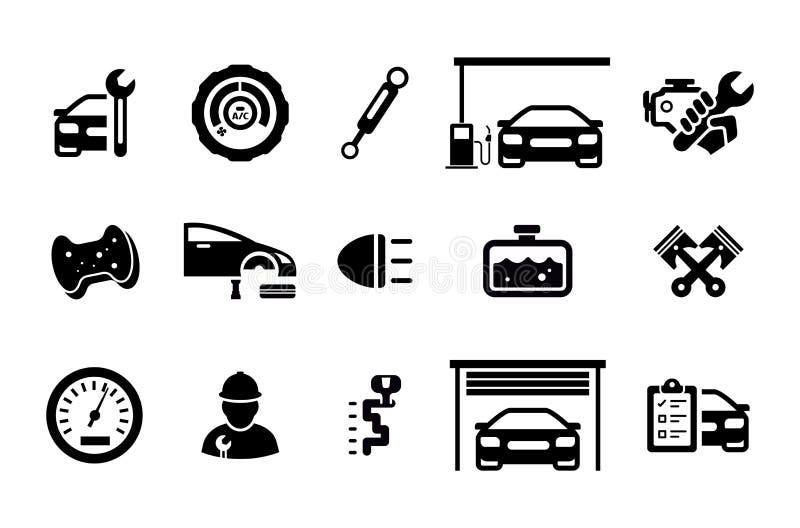 049_Mechanic Icon. Car Service Maintenance Icon Set Stock Vector ...