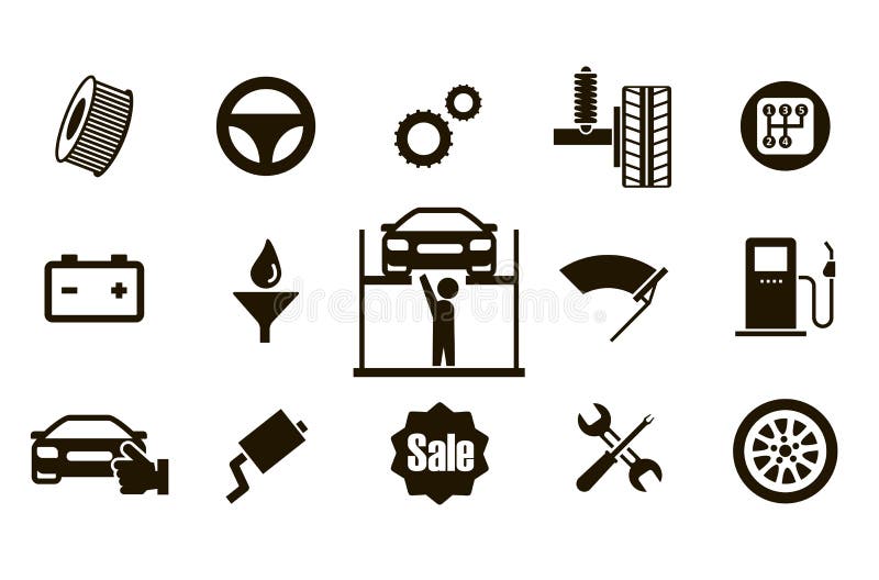 058_Mechanic Icon. Car Service Maintenance Icon Set Stock Vector ...