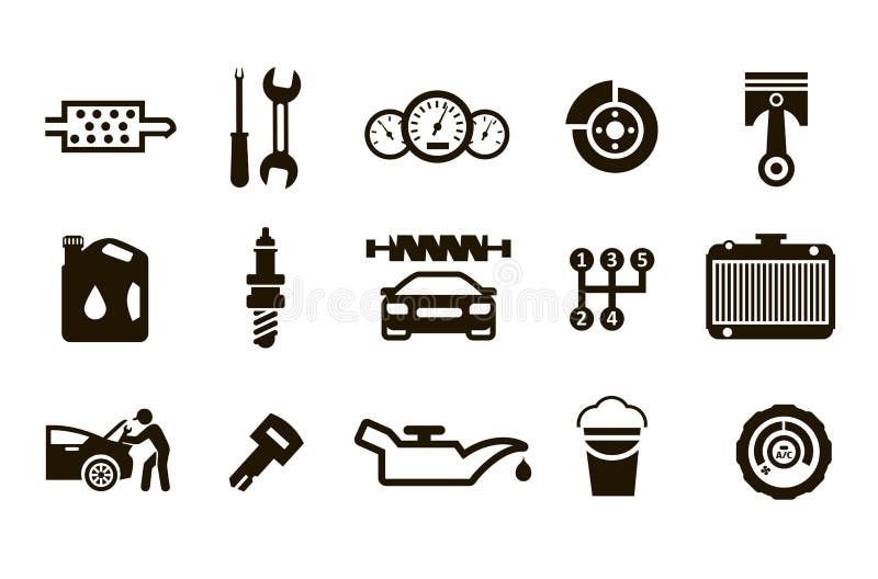 075_Mechanic Icon. Car Service Maintenance Icon Set Stock Vector ...