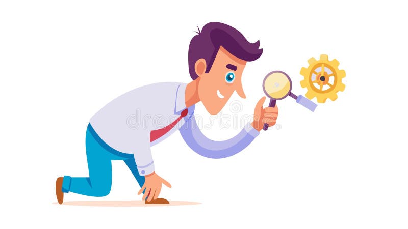 Mechanic Inspecting Gear Vector, Precision Engineering, Vector Design ...