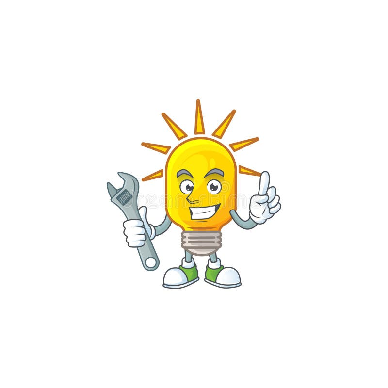 Mechanic and Lamp for Idea Modern Silhouette Logo Design Stock Vector ...