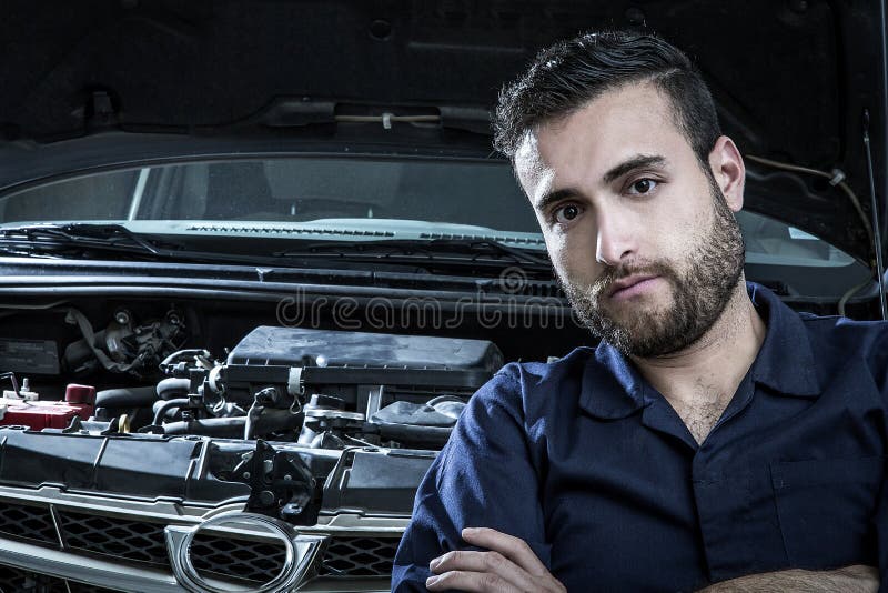 Mechanic man working stock photo. Image of close, motor - 93584876