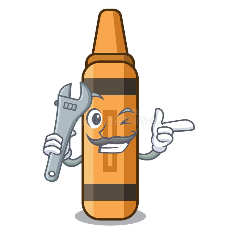 Mechanic in Orange Overalls Holding Wrench in Hand Stock Vector ...