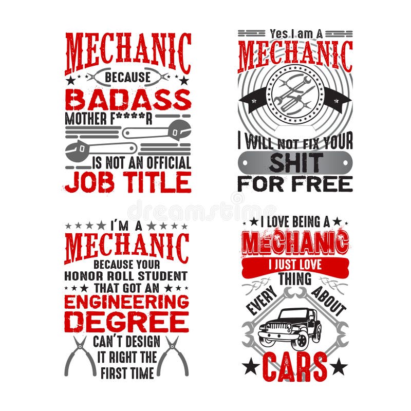 Mechanic Quote and Saying Set, Good for Print Stock Illustration ...