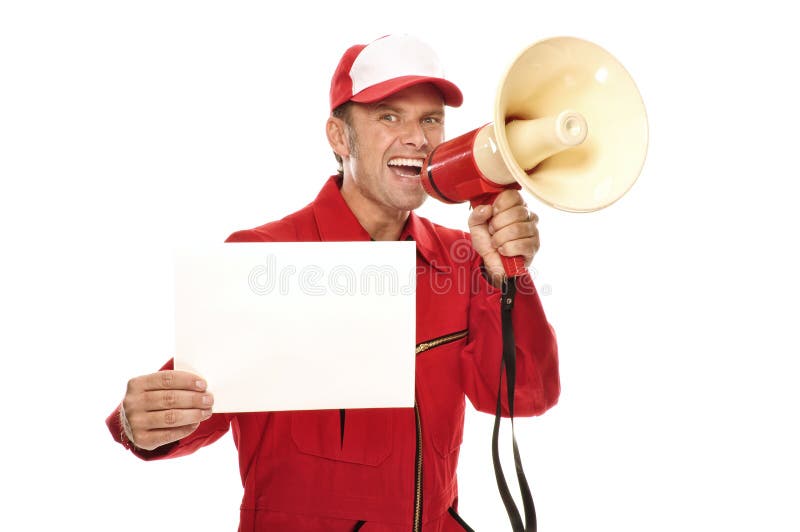 Mechanic in red Overall stock image. Image of male, worker - 30815013