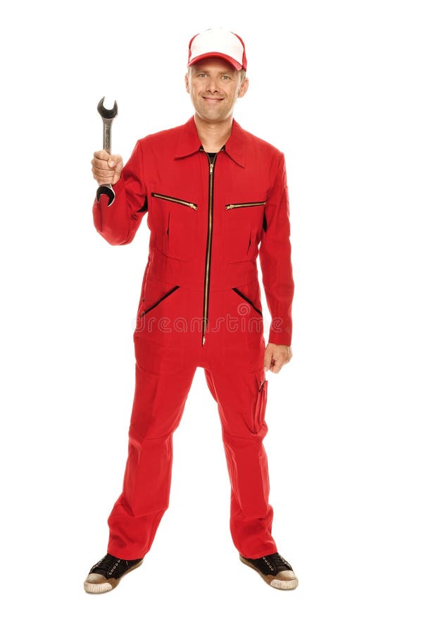 Mechanic in red overall stock photo. Image of technician - 961314