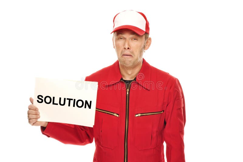 Mechanic in red Overall stock photo. Image of solution - 30814948