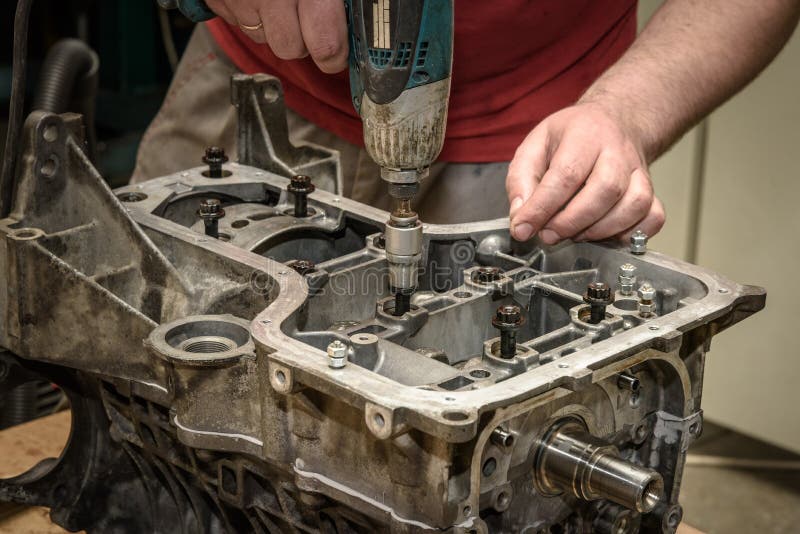 Car Engine Repair in the Workshop Editorial Photography - Image of work ...