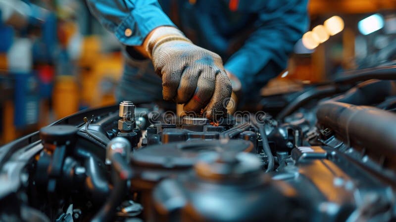 A Mechanic Repairs a Vehicle at a Service Station. the Foreman Repairs ...