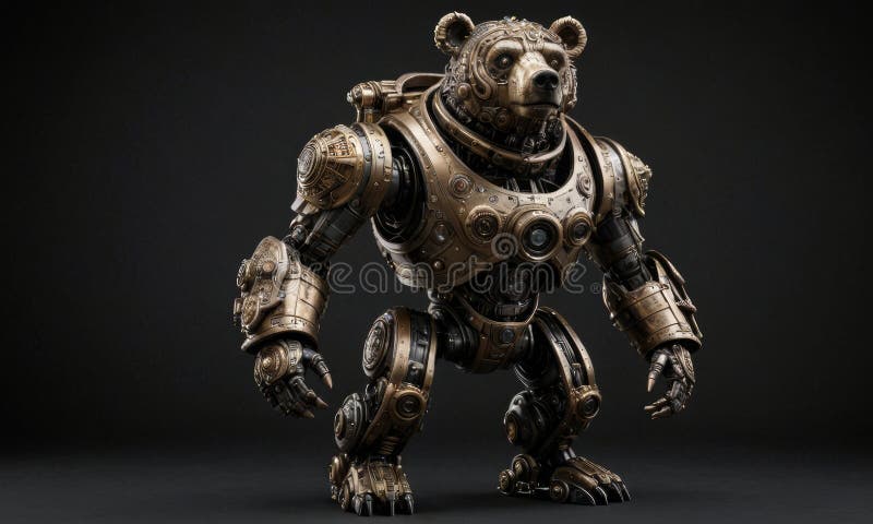Mechanic Robot Bear Steampunk Style Stock Illustration - Illustration ...