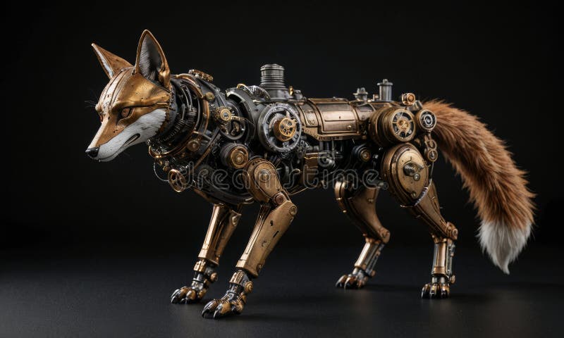 Mechanic Robot Fox Steampunk Style Stock Illustration - Illustration of ...