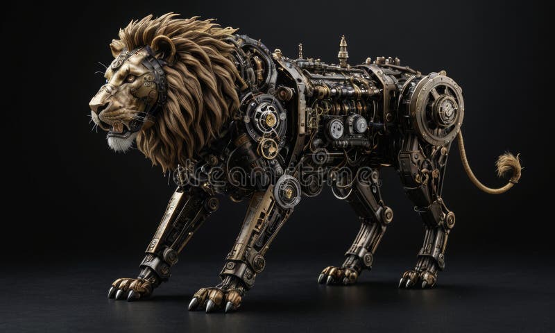 Mechanic Robot Lion Steampunk Style Stock Illustration - Illustration ...