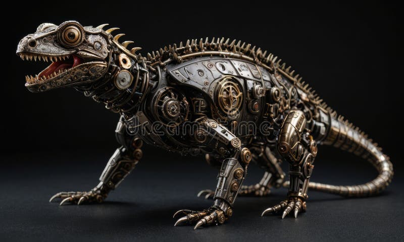 Mechanic Robot Lizard Steampunk Style Stock Illustration - Illustration ...