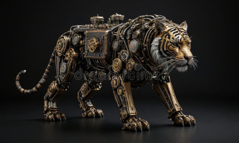 Mechanic Robot Tiger Steampunk Style Stock Illustration - Illustration ...