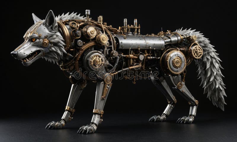 Mechanic Robot Wolf Steampunk Style Stock Illustration - Illustration ...