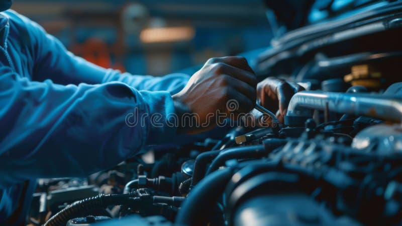 A Mechanic Fine-Tuning a Car Engine.AI Generated Image Stock Photo - Image of vehicle, repairman ...