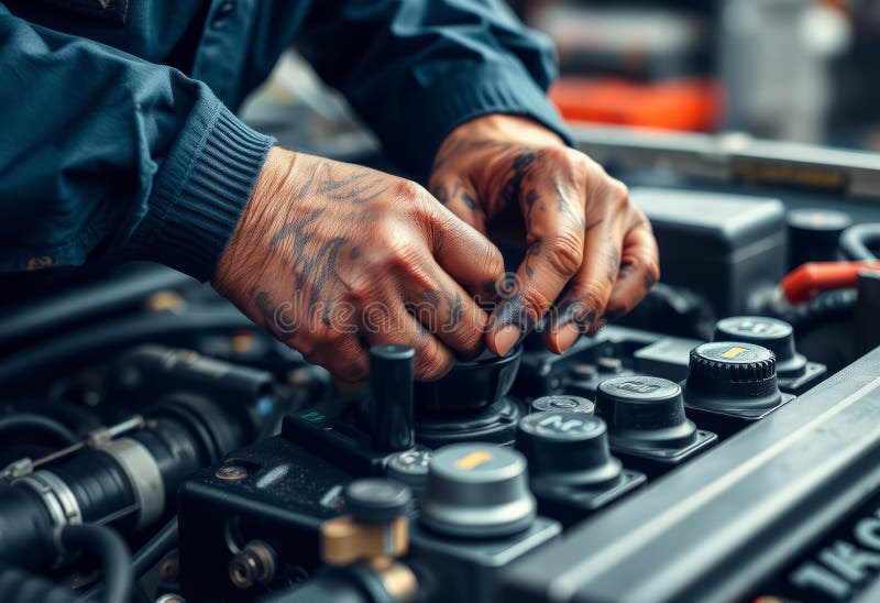 Mechanic S Hands on Expertise Grease Stained Fingers Stock Photo ...