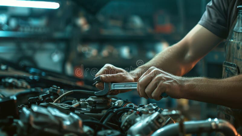 A Mechanic& X27;s Hands in Repair. AI Generated Stock Illustration ...
