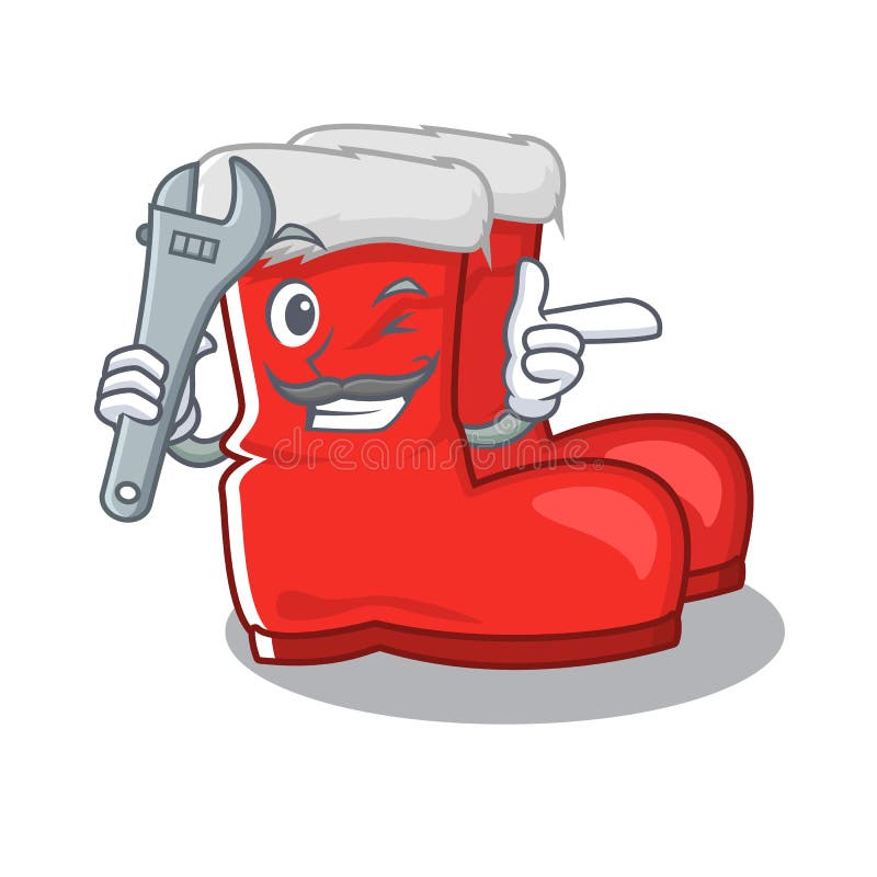 Mechanic Santa Boots with the Cartoon Shape Stock Vector - Illustration ...