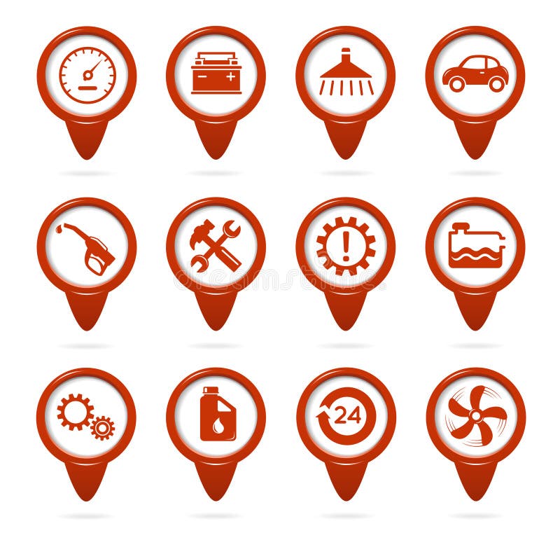 Auto Mechanic and Service Buttons Stock Vector - Illustration of ...