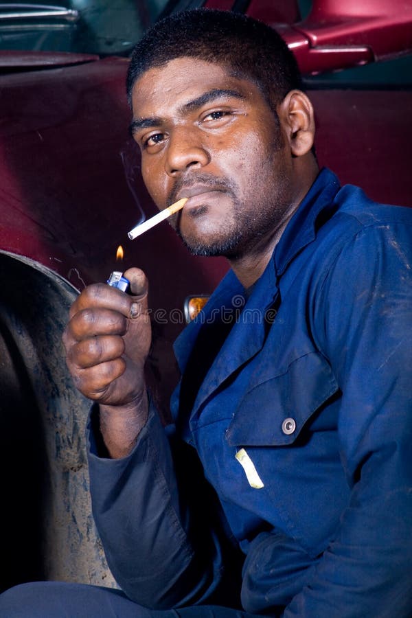 Mechanic smoking stock photo. Image of break, auto, collar - 7457340