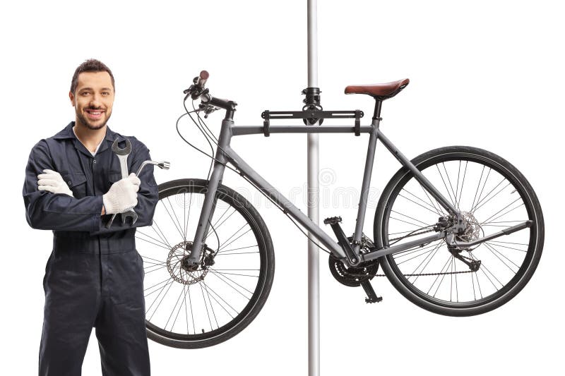 Mechanic Standing Next Bicycle Hanging Stand Stock Photos - Free ...