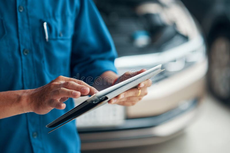 Mechanic with Tablet Computer Stock Photo - Image of computer ...