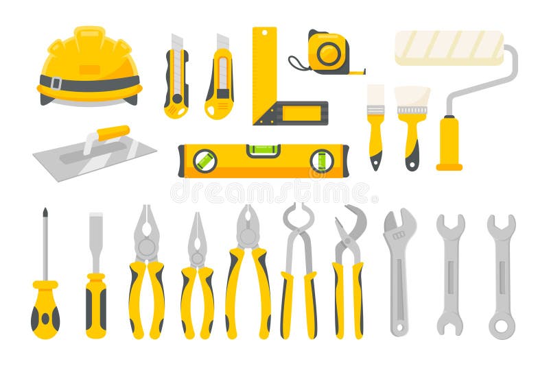 Mechanic Tool Set Vector. Construction Tools for Home Repairs Isolated ...
