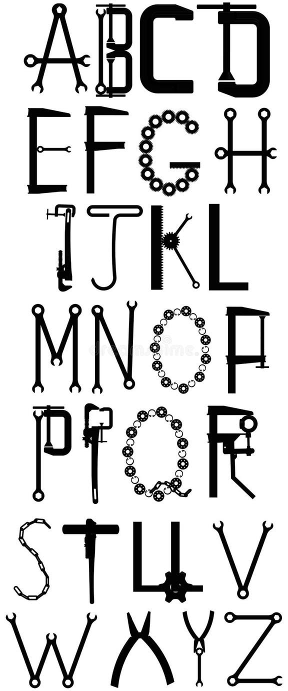 Mechanic tools alphabet stock illustration. Illustration of tool - 70450233