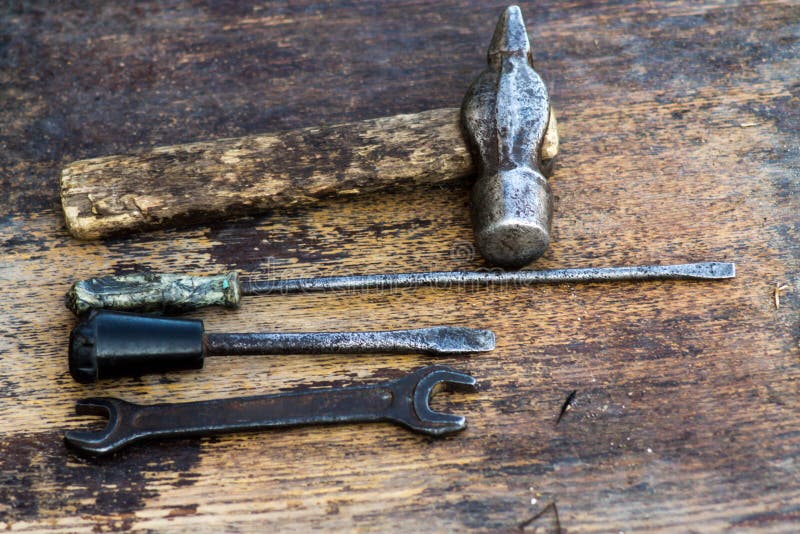 Mechanic Tools. Authentic Tools. Set of Different Garage Tools. Stock ...