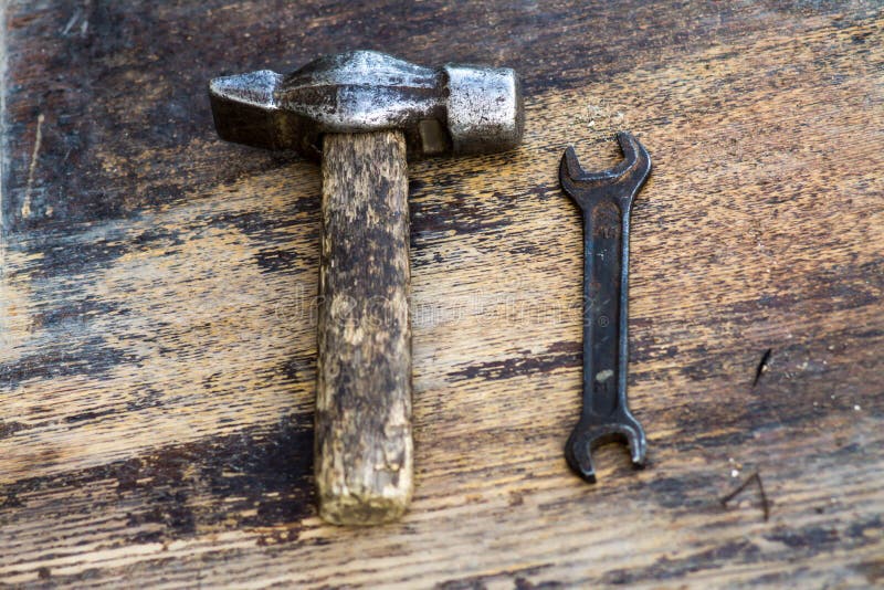 Mechanic Tools. Authentic Tools. Set of Different Garage Tools. Stock ...