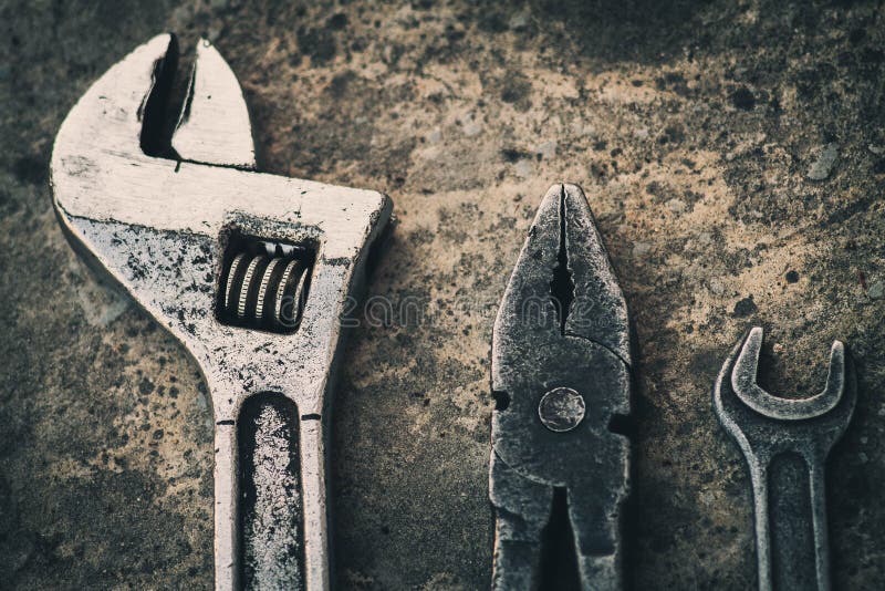 Mechanic Tools. Authentic Tools. Set of Different Garage Tools. Stock ...