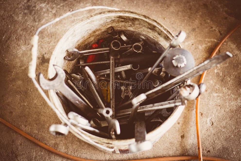 Mechanic tools on ground stock image. Image of metallic - 95505627