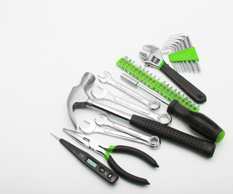 Mechanic Tools Set Isolated on White Background Stock Photo - Image of ...