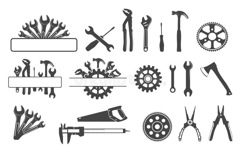 Mechanic Tools Vector, Tools Monogram, Repair Tool, Mechanic Tools Silhouette Stock Vector ...