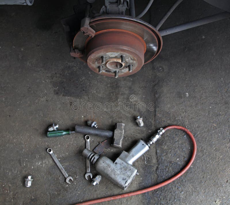 Mechanic Tools To Fix Disk Brake Stock Photo - Image of automobile ...