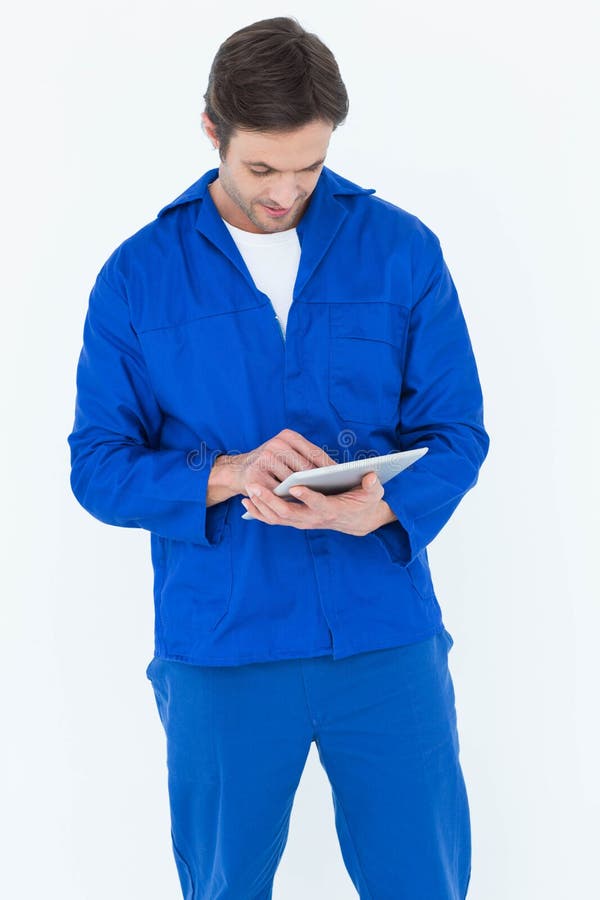 Mechanic Using Digital Tablet Over White Background Stock Photos - Free ...