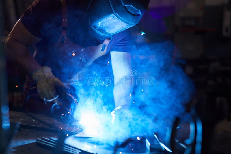 Artisan Welding Metal In Workshop Stock Photo - Image of creative ...