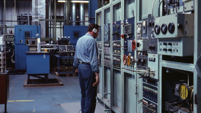 A Mechanic Walks Around the Workshop Checking on the Various Machines ...