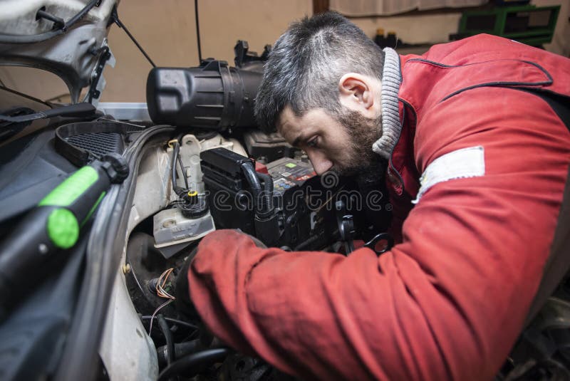 Mechanic at Work on the Engine 6 Stock Photo - Image of mechanical ...