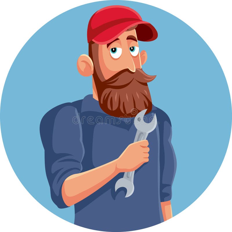 Mechanic Worker Holding Wrench Vector Cartoon Character Stock Vector ...
