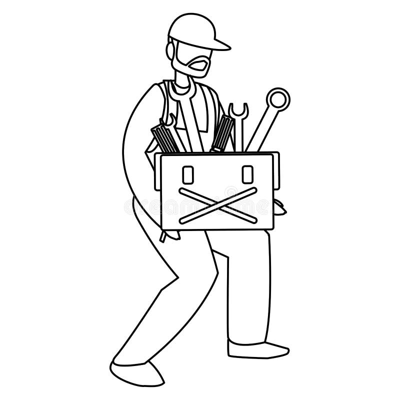 Mechanic Worker with Toolbox Stock Vector - Illustration of handyman ...