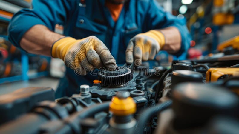Mechanic Working on Car Engine. Stock Image - Image of automotive ...