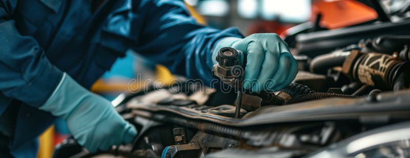 Mechanic Working on Car Engine Stock Photo - Image of service ...