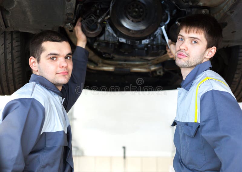Mechanic Working in Car Repair Service Stock Photo - Image of diagnose ...